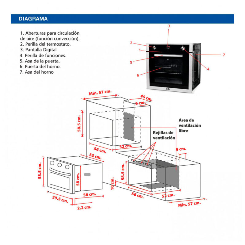 Sole Horno Empotrable Premium 007 a Gas 70 L – CONSELVA – Comercial Selva Nor Peruana S.A