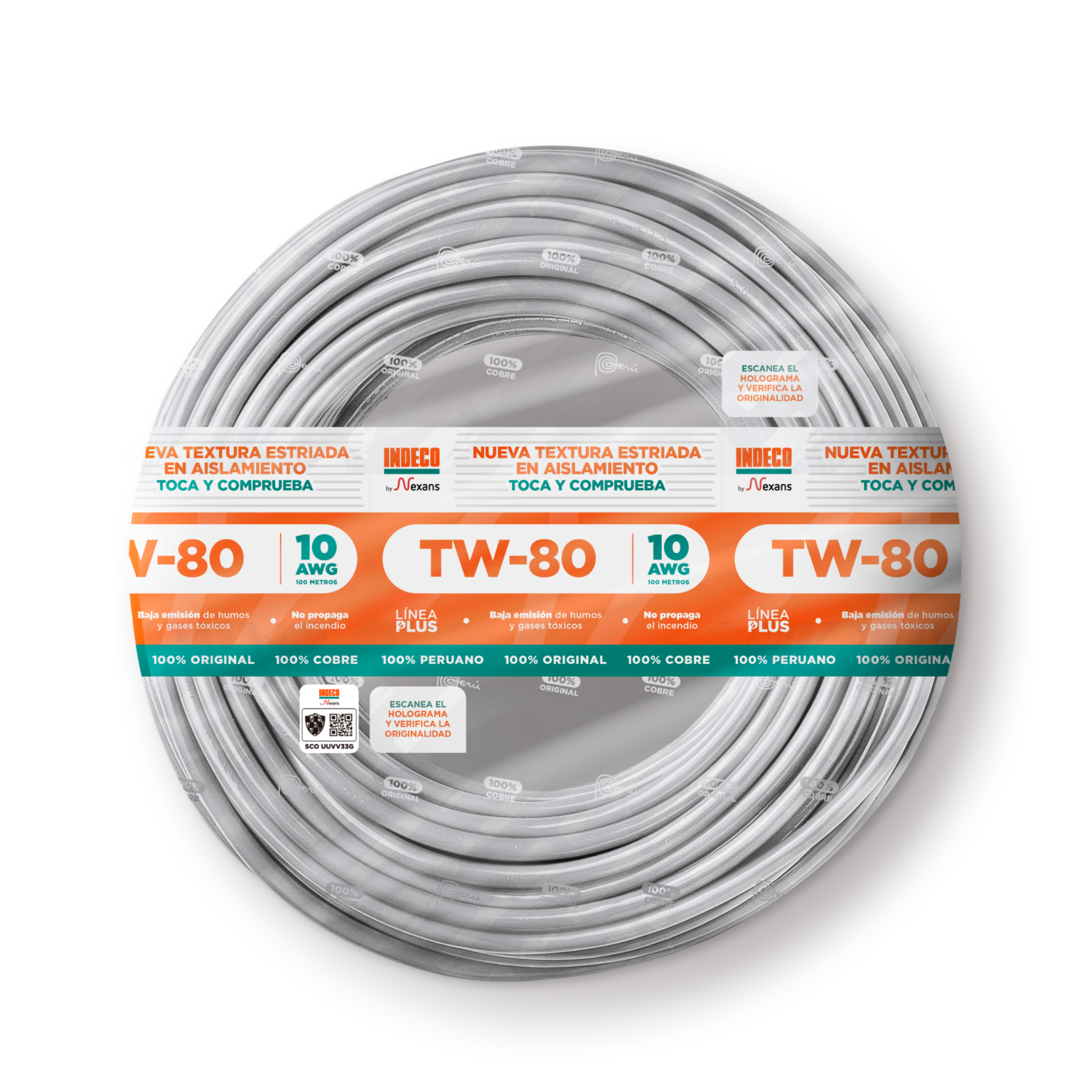 Cable TW80-10 Blanco Plus Indeco x 100m – CONSELVA – Comercial Selva Nor Peruana S.A